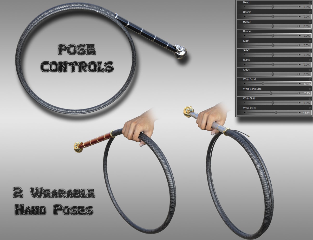 Whip and Poses for Genesis 3 Female(s) | Daz 3D