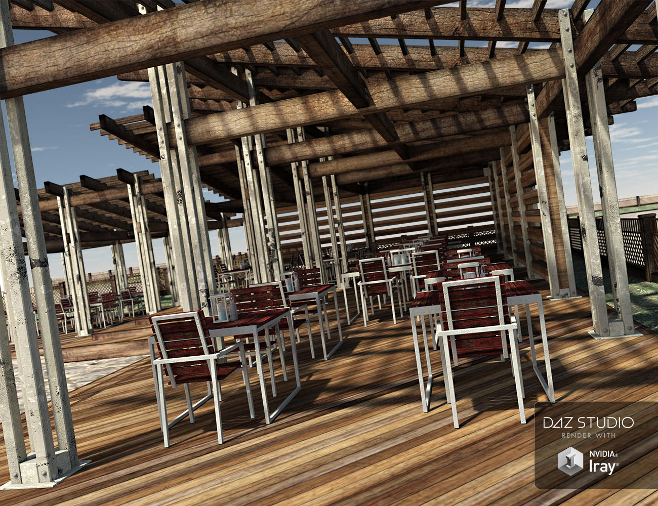 Rustic Gazebo Cafe | Daz 3D