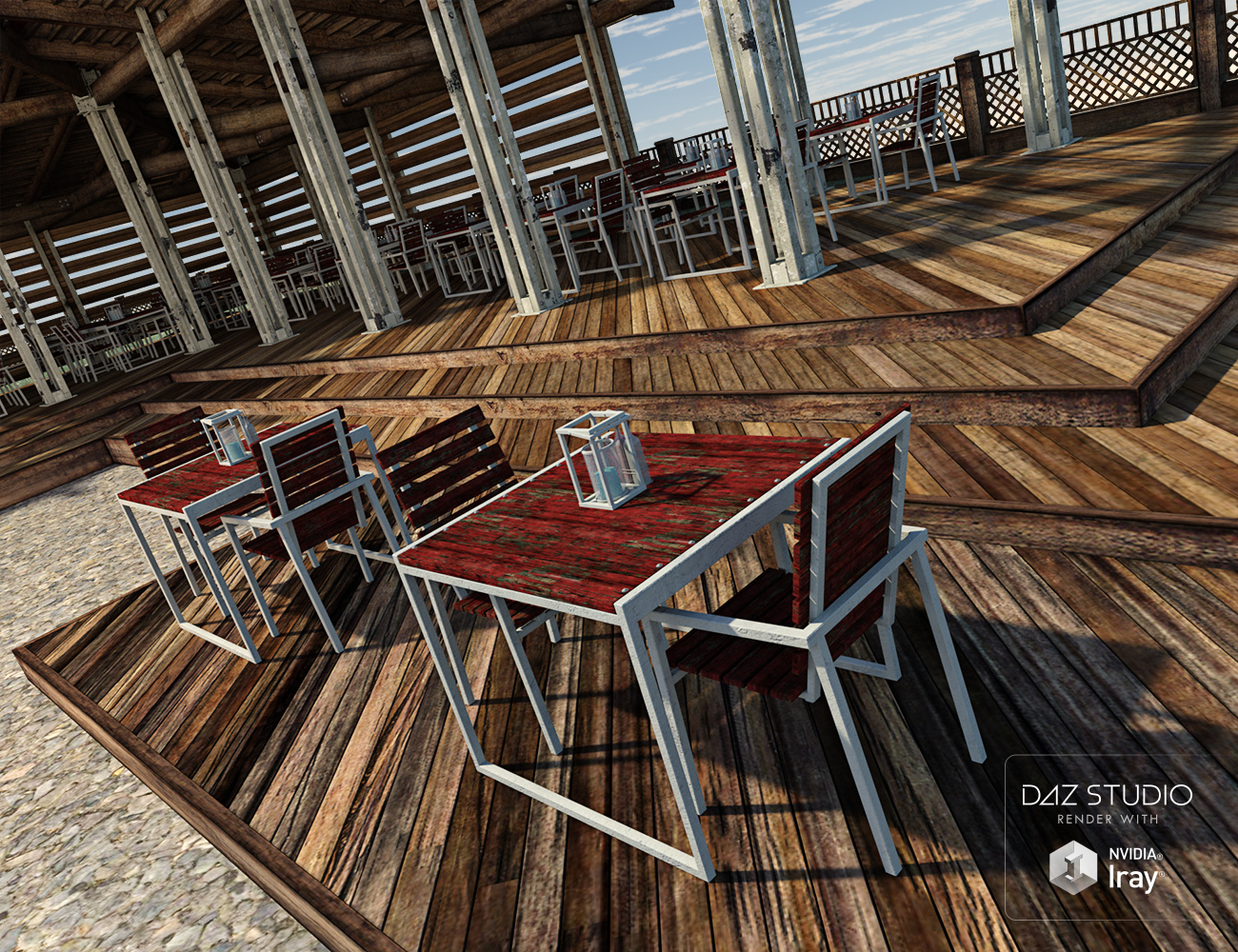 Rustic Gazebo Cafe | Daz 3D