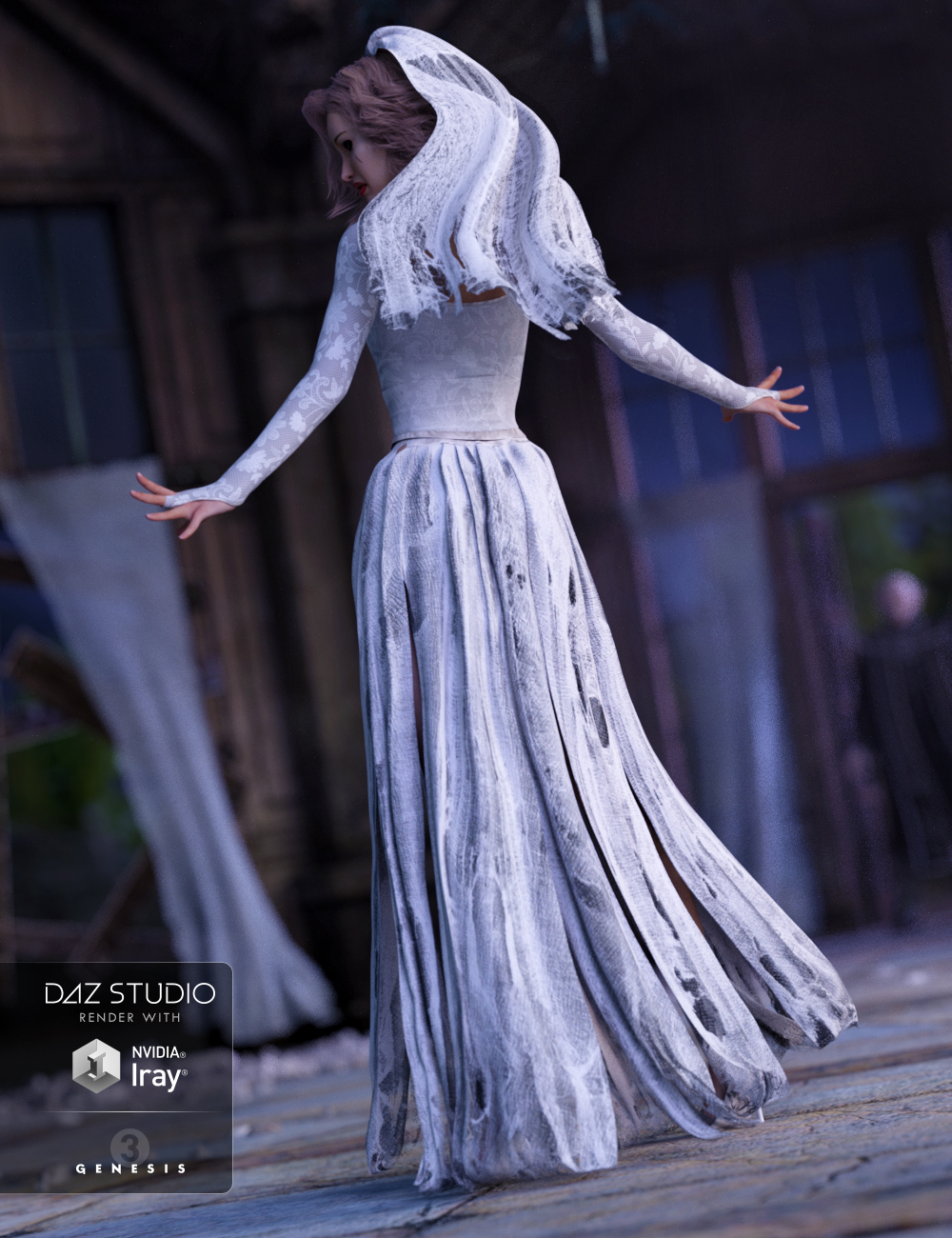 Ghost Bride Dress for Genesis 3 Female(s) | Daz 3D
