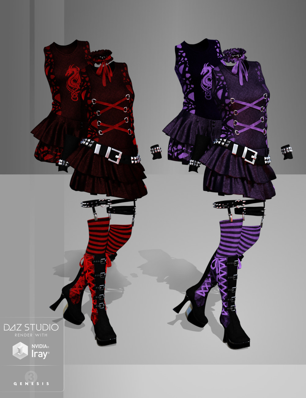 Studded Goth for Genesis 3 Female(s) | Daz 3D
