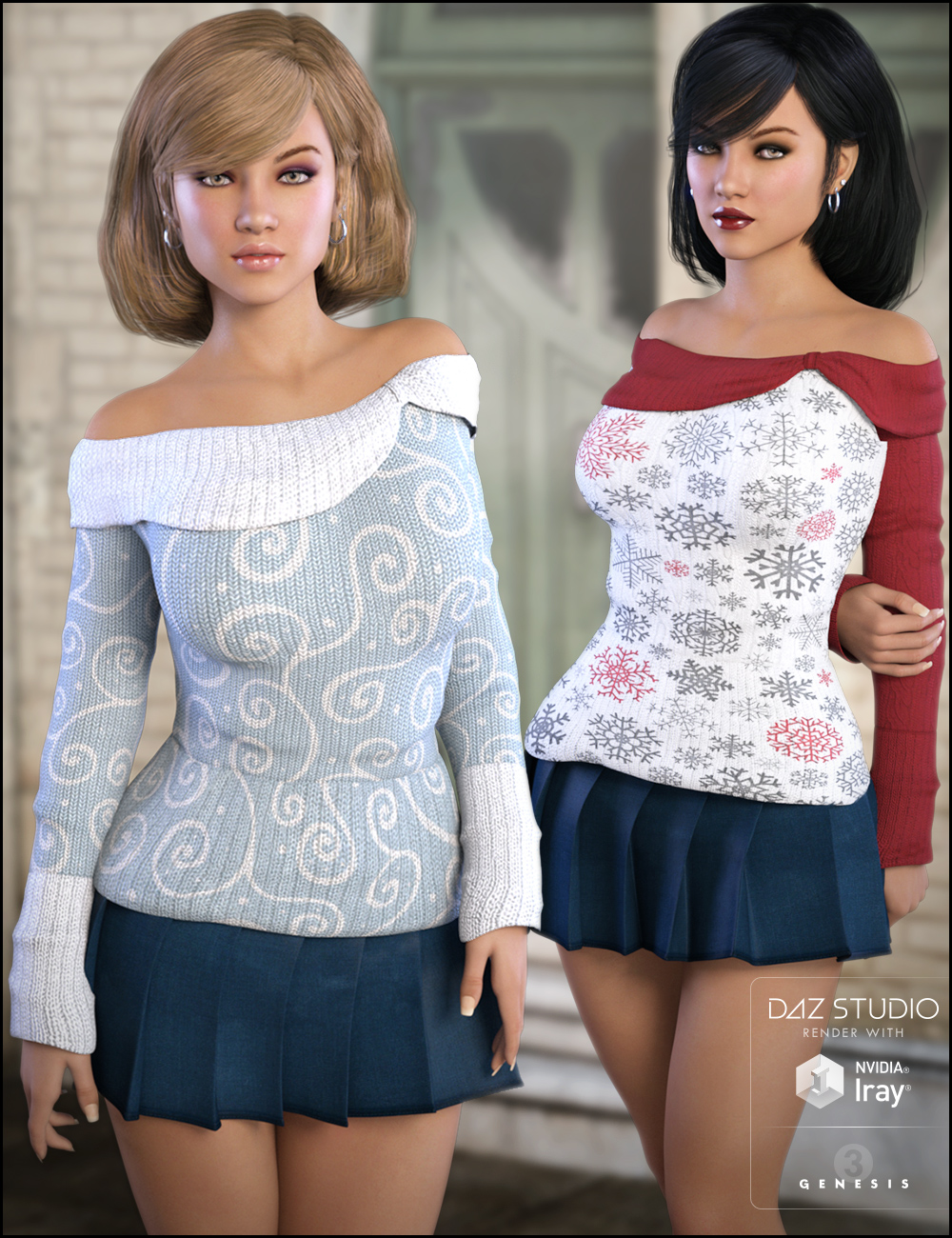 Off Shoulder Sweater Comfy Textures | Daz 3D