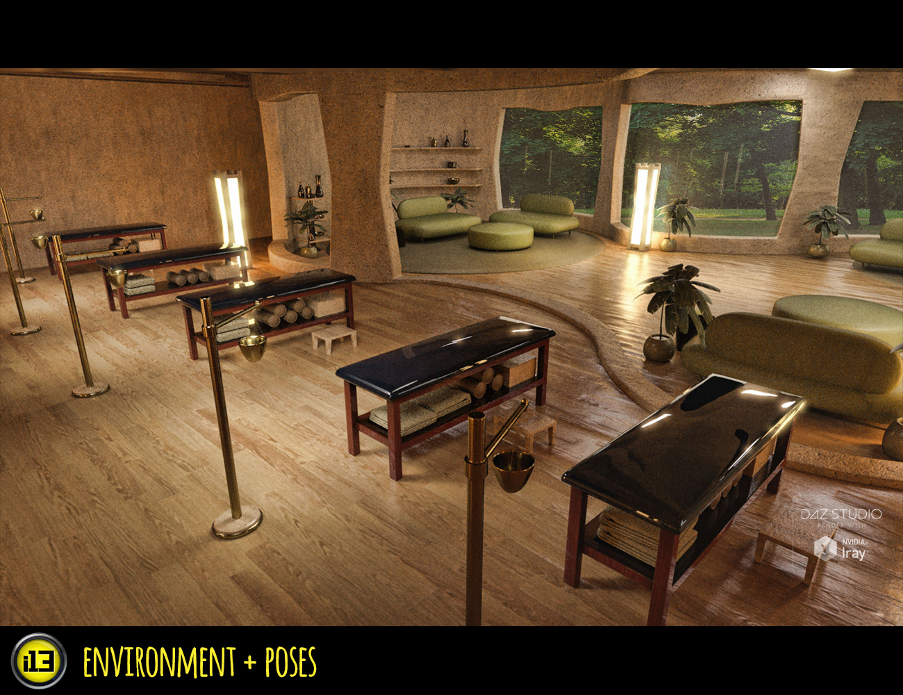 i13 Spa and Lounge Environment with Poses | Daz 3D
