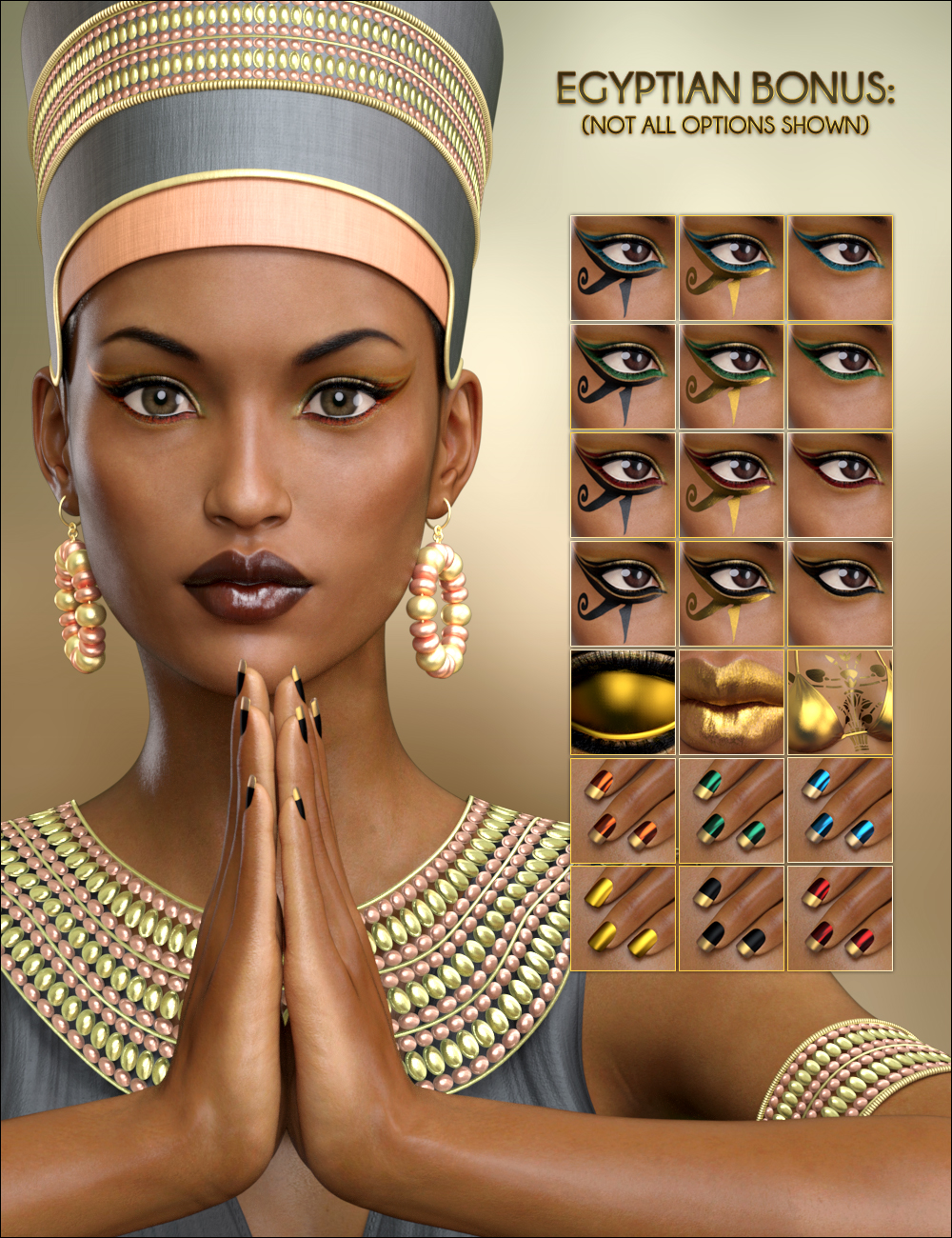 Egyptian MEGA Bundle – Characters, Outfits, Hair, Poses and Lights | Daz 3D