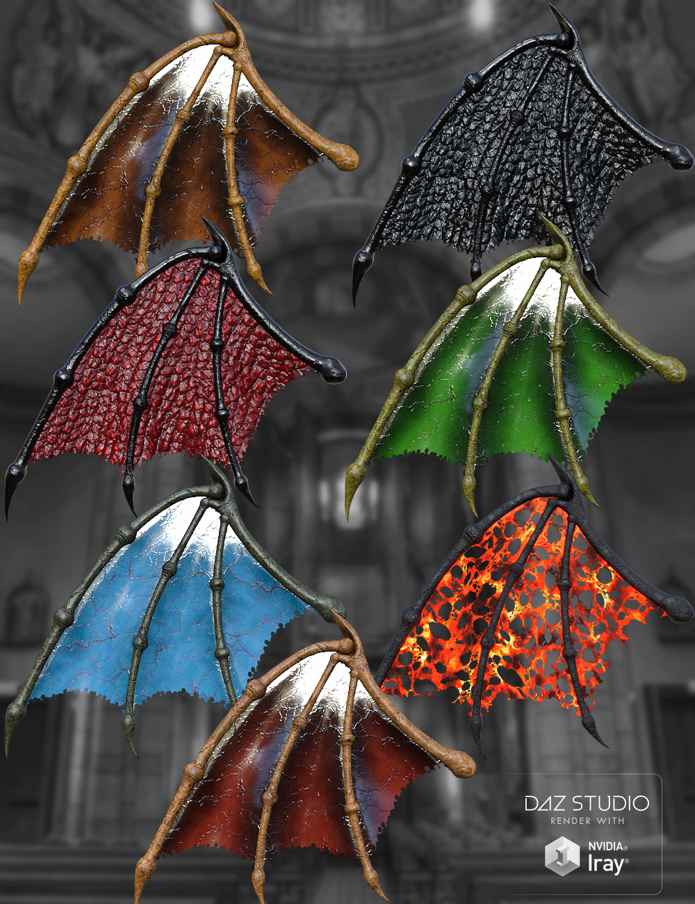 Universal Demon Wings for Genesis | Daz 3D