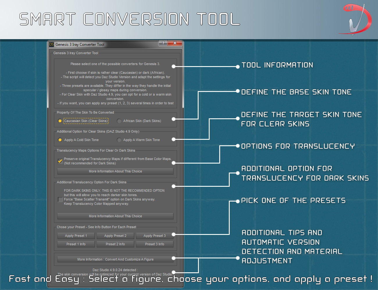 Iray Smart Converter and Advanced Skin Managers for Genesis 3 | Daz 3D