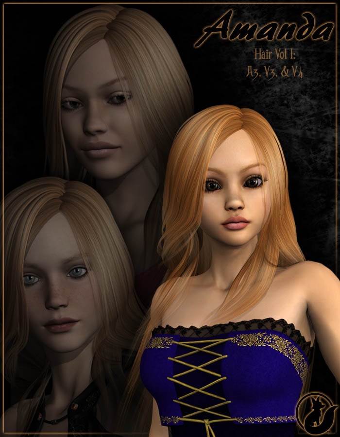 Amanda Hair Vol I - A3, V3, V4 | Daz 3D