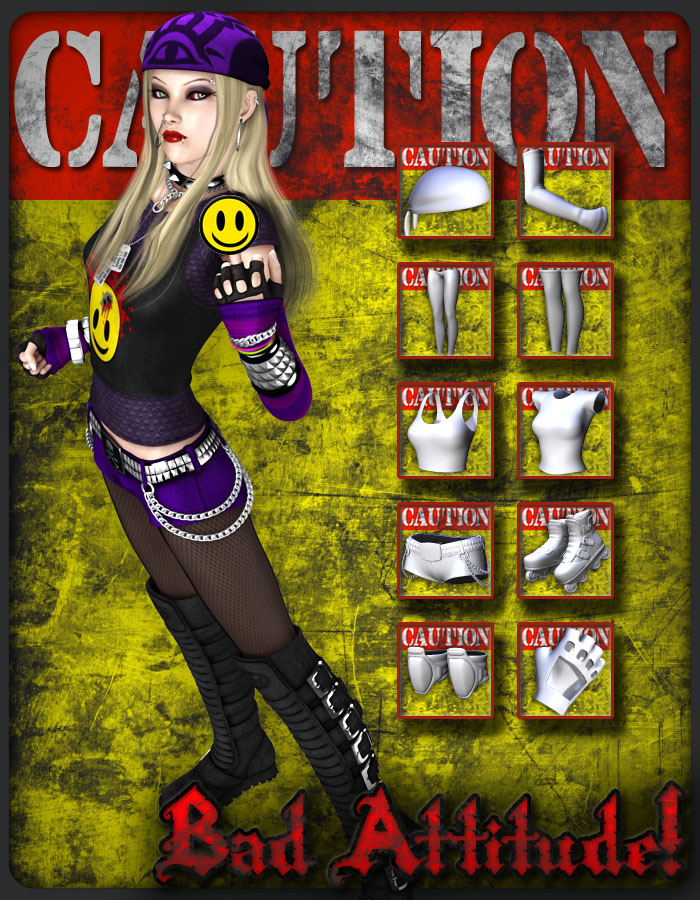 Bad Attitude OUTFIT BUNDLE for V4 | Daz 3D