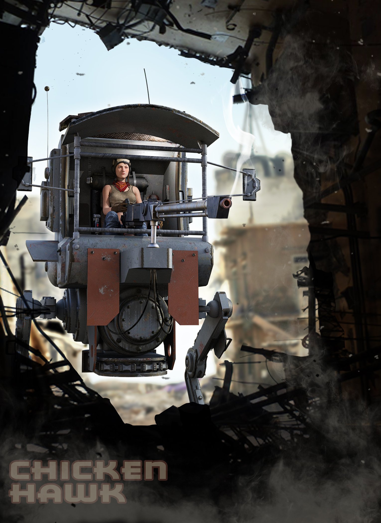 Chicken Hawk Mech Walker | Daz 3D