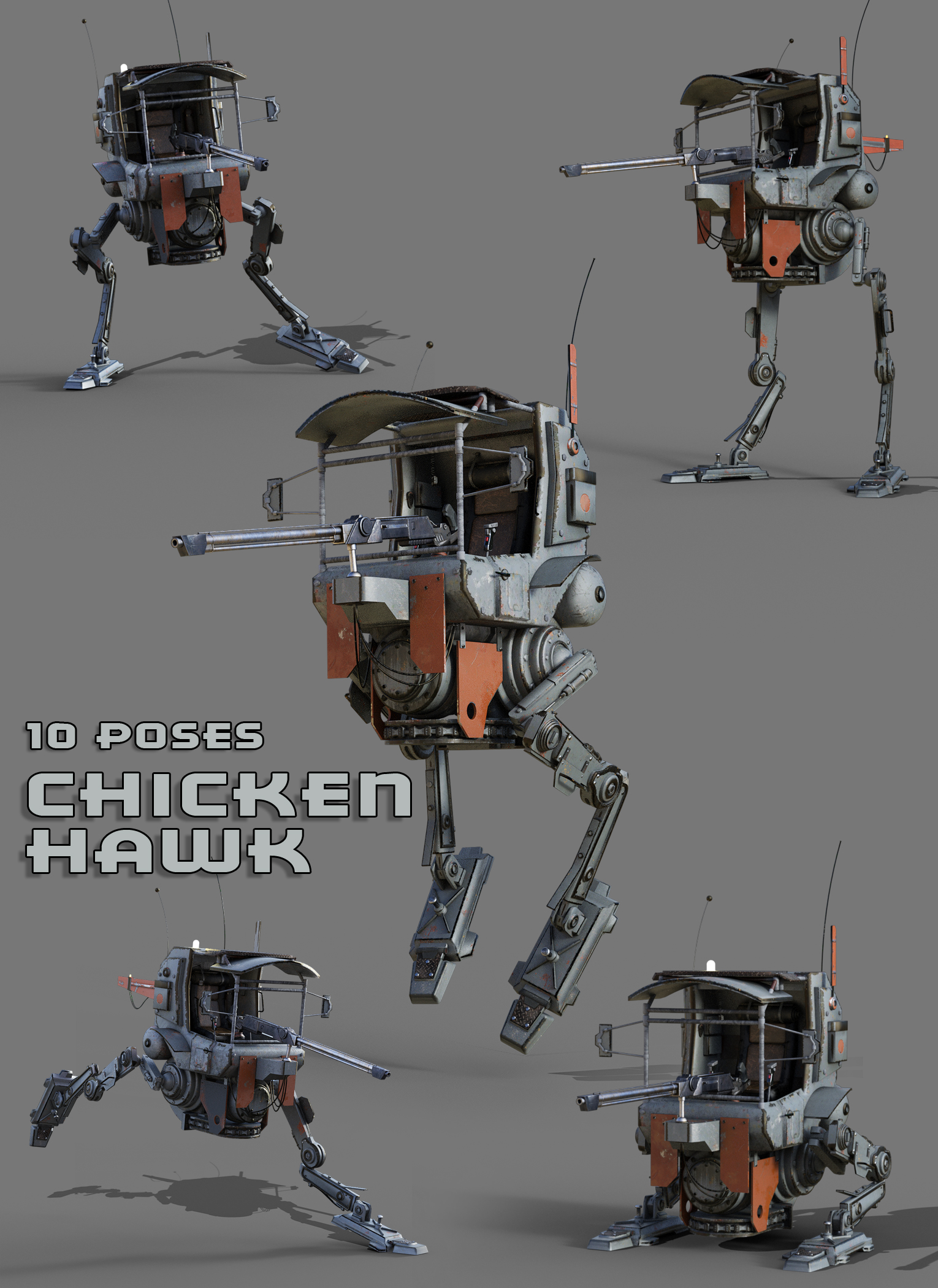 Chicken Hawk Mech Walker | Daz 3D
