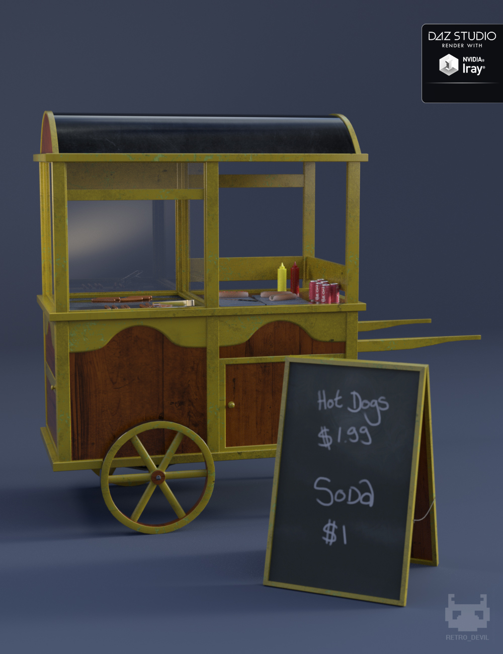 Vintage Hot Dog Cart | Daz 3D