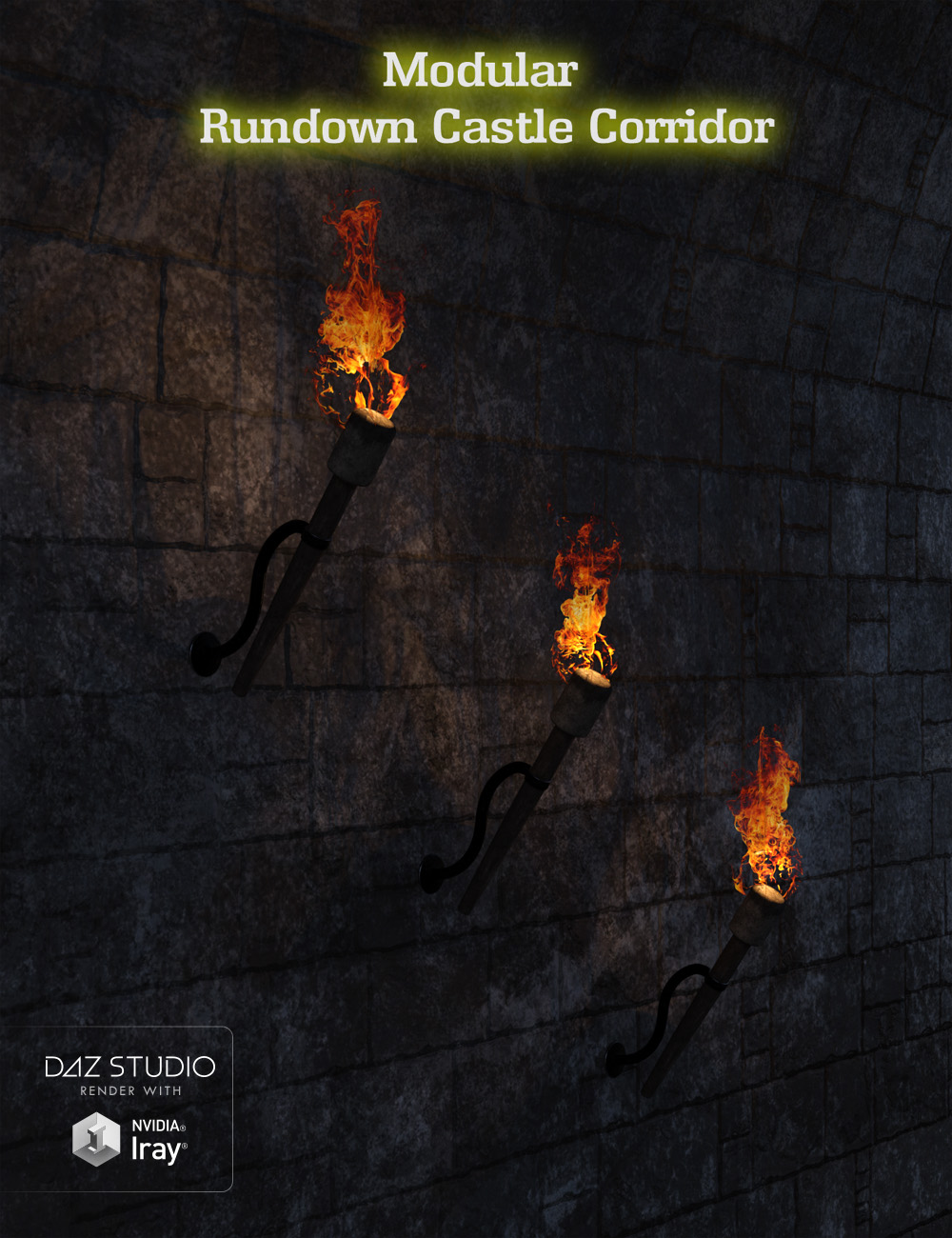 Modular Rundown Castle Corridor | Daz 3D
