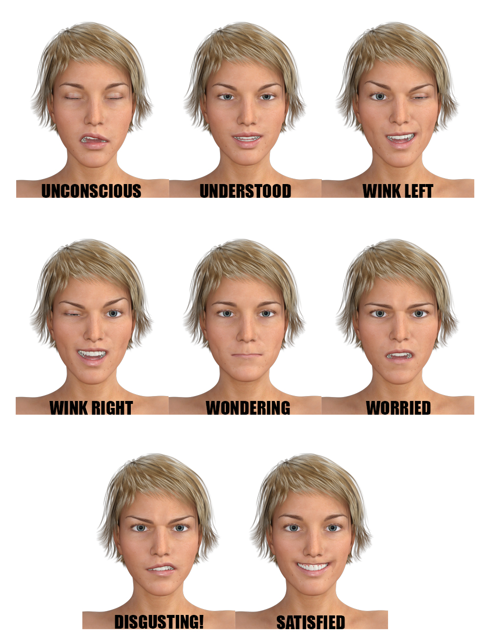 Genesis 3 Bundle Expressions & Face aniBlocks | Daz 3D