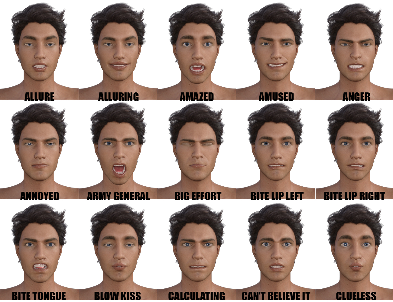 Genesis 3 Bundle Expressions & Face aniBlocks | Daz 3D
