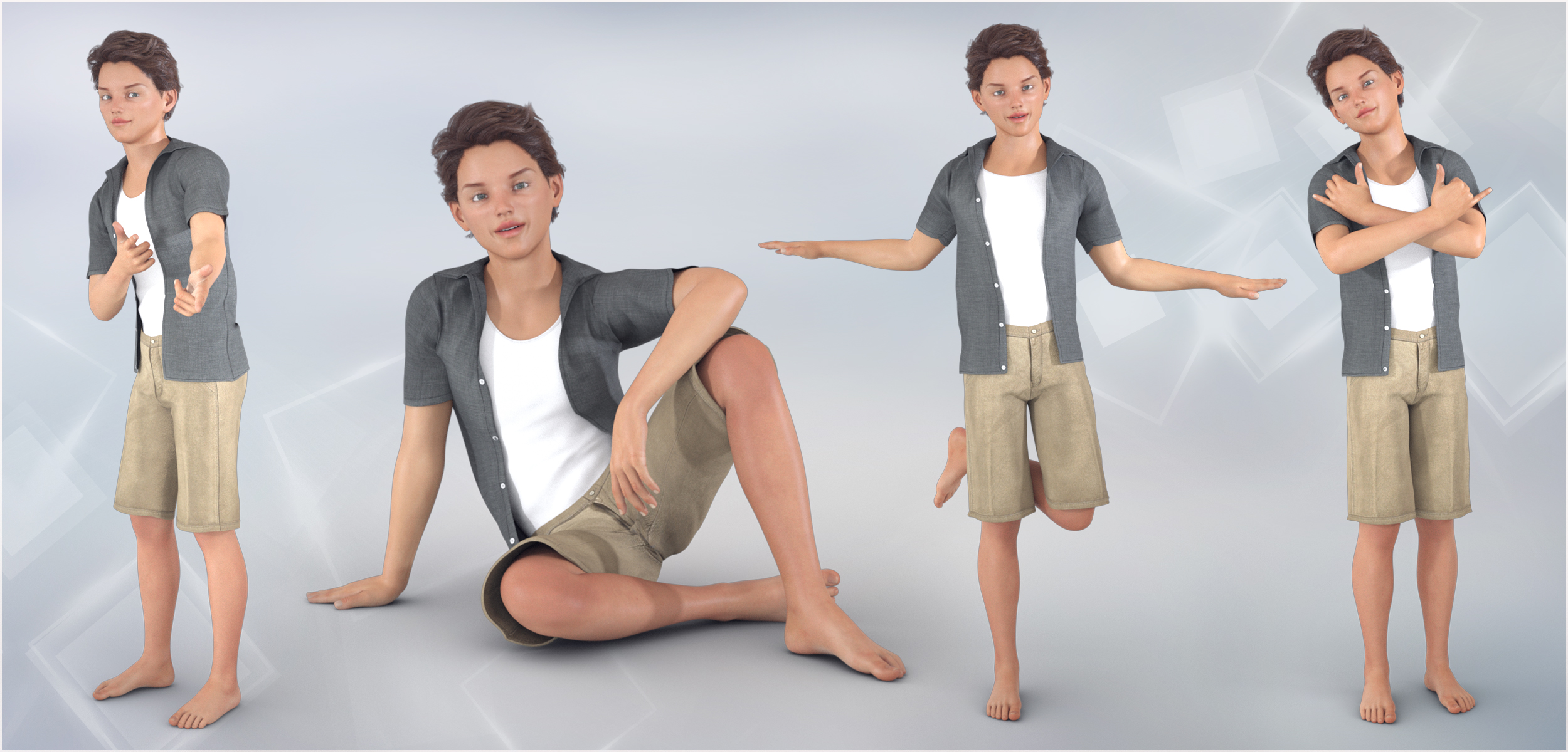 Z Just Boy Things - Poses for Tween Ryan 7 and Genesis 3 Male | Daz 3D