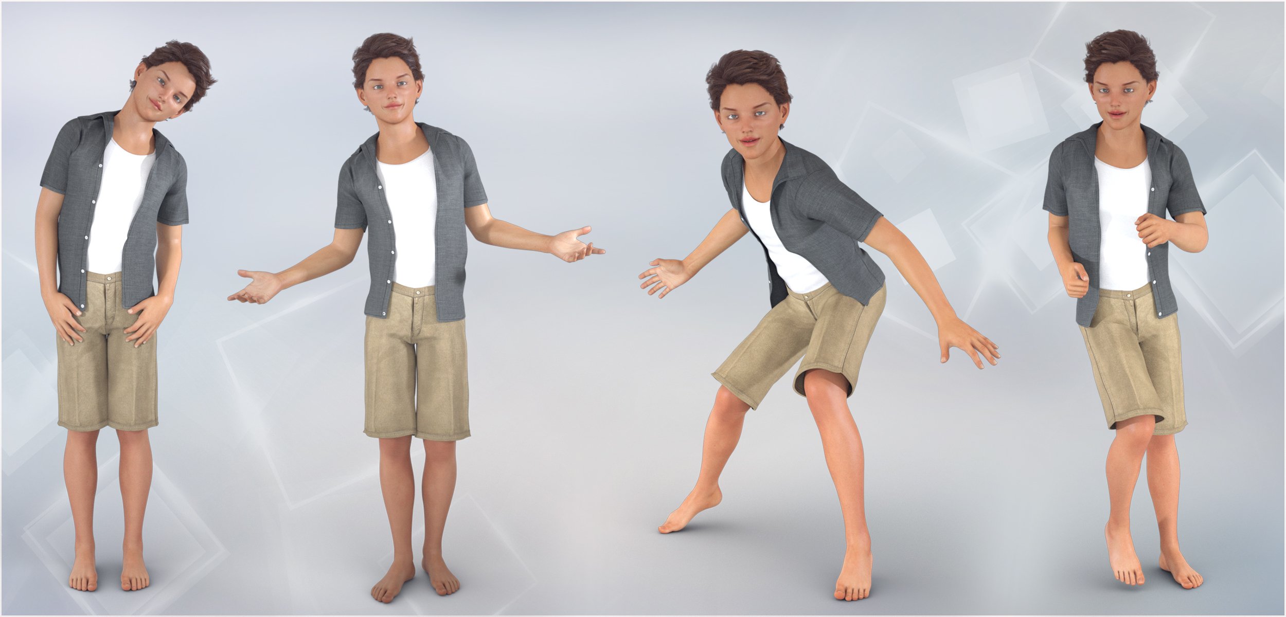 Z Just Boy Things - Poses for Tween Ryan 7 and Genesis 3 Male | Daz 3D