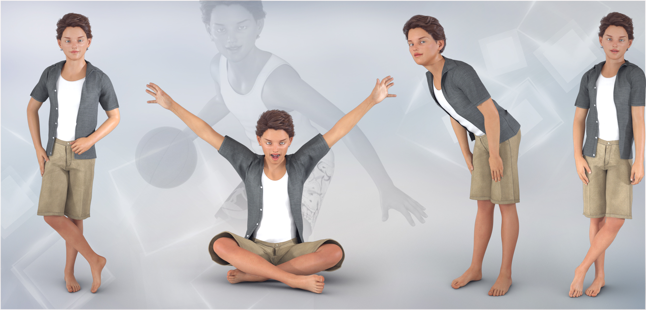 Z Just Boy Things - Poses for Tween Ryan 7 and Genesis 3 Male | Daz 3D
