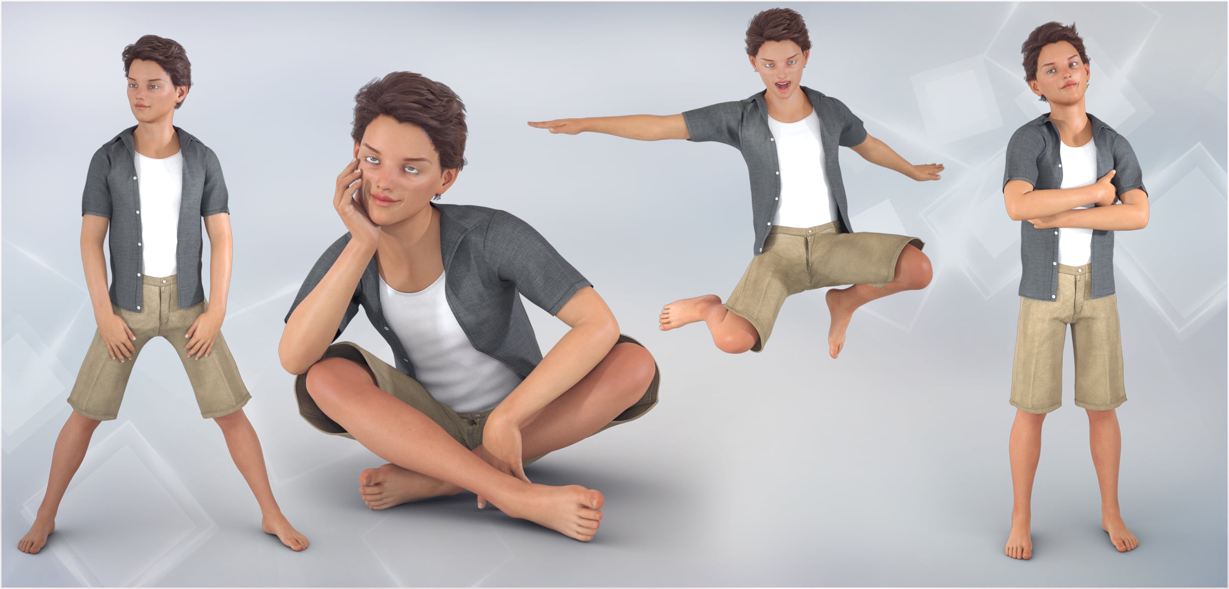 Z Just Boy Things - Poses for Tween Ryan 7 and Genesis 3 Male | Daz 3D