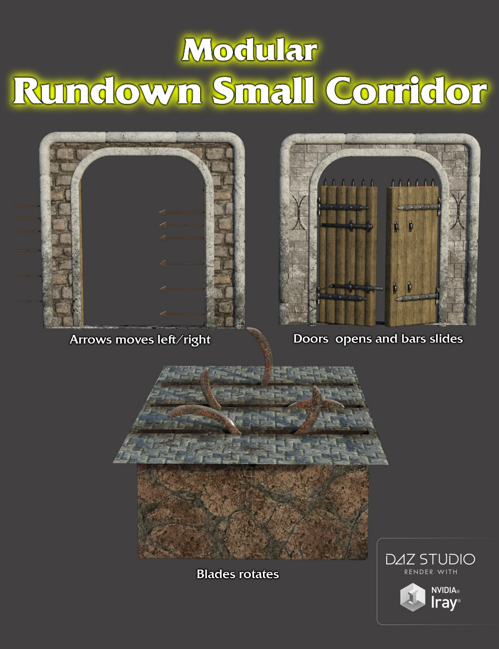 Modular Rundown Small Corridor | Daz 3D