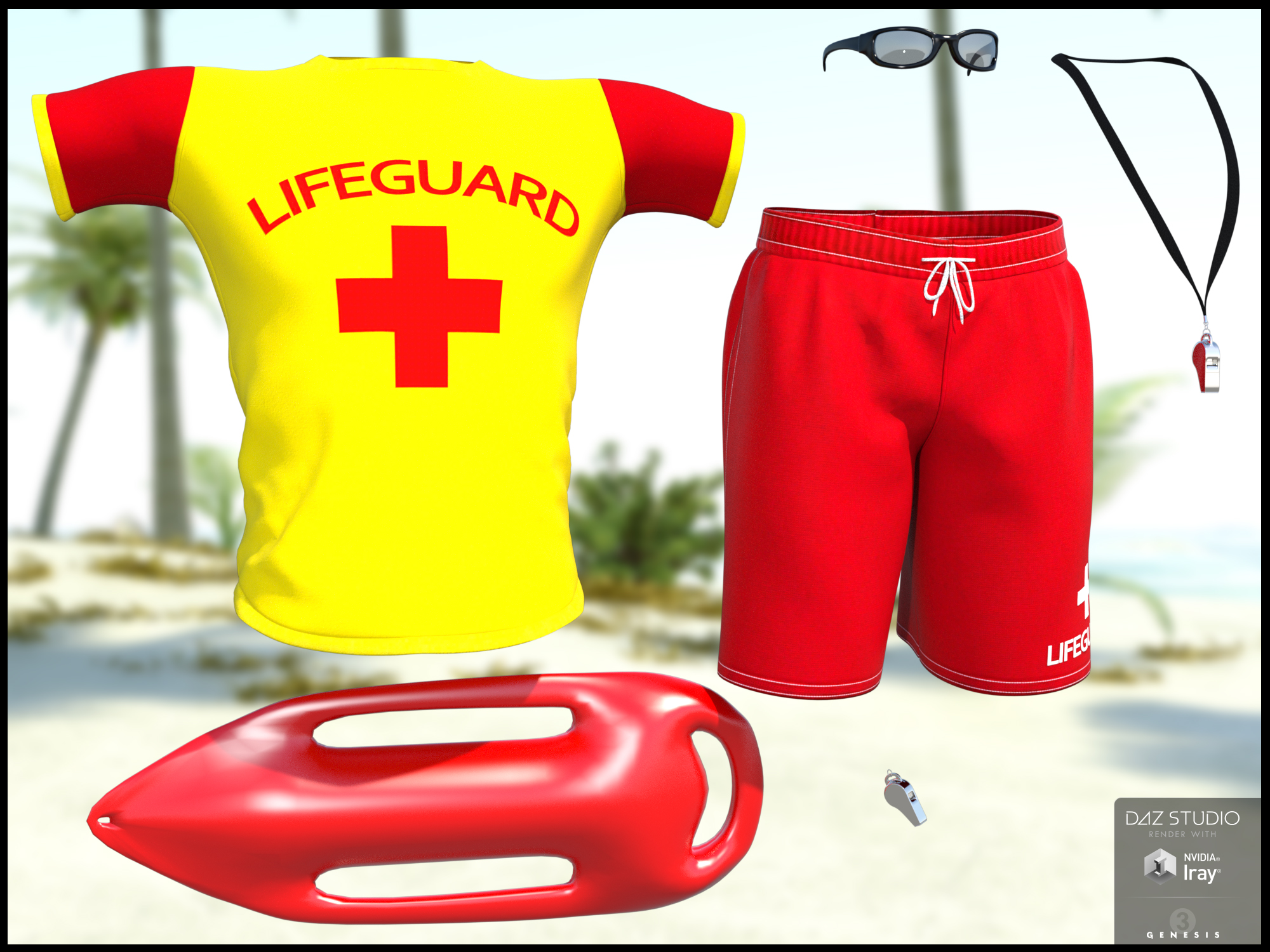 Lifeguard Uniform for Genesis 3 Male(s) | Daz 3D