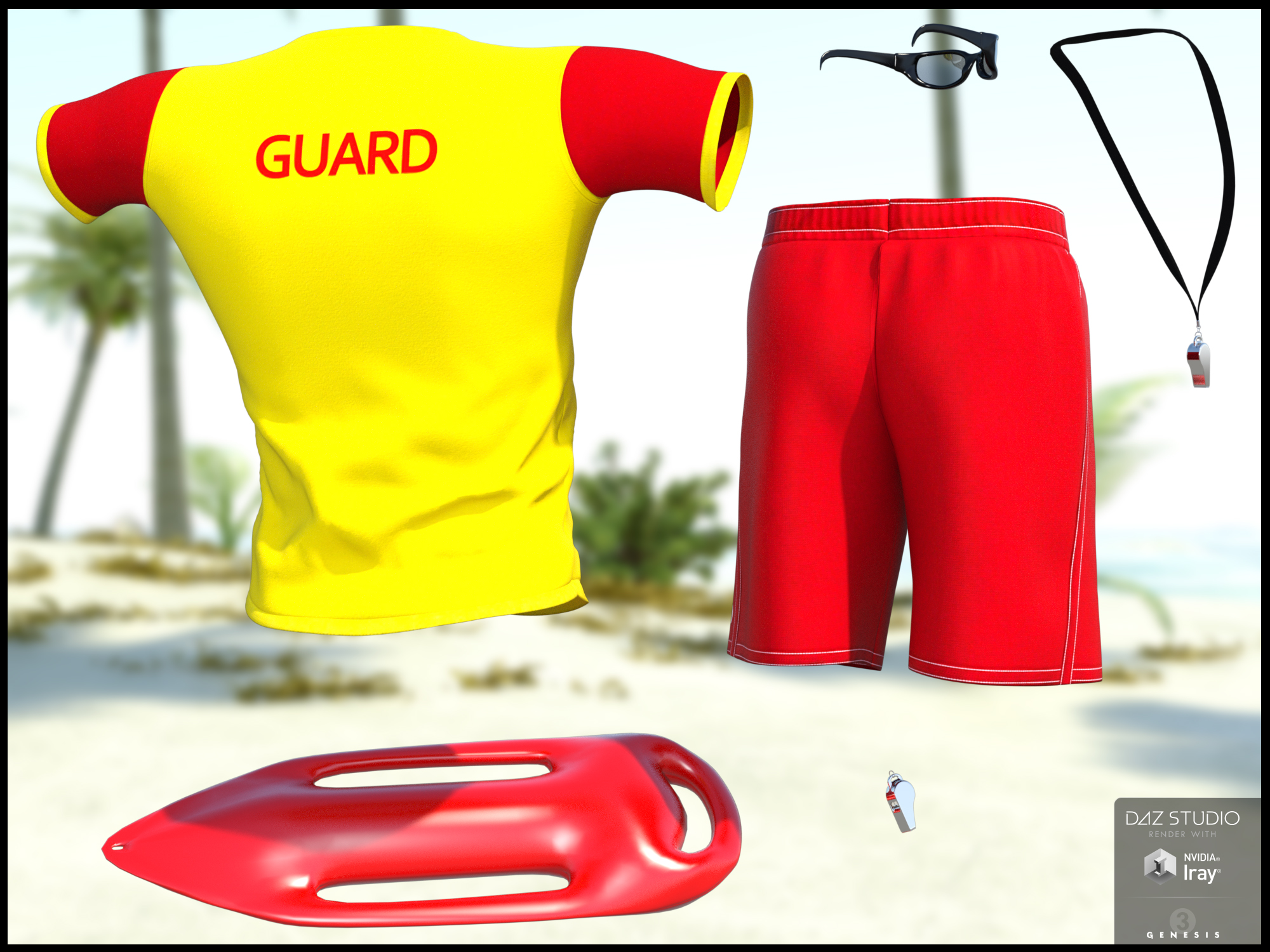 Lifeguard Uniform for Genesis 3 Male(s) | Daz 3D