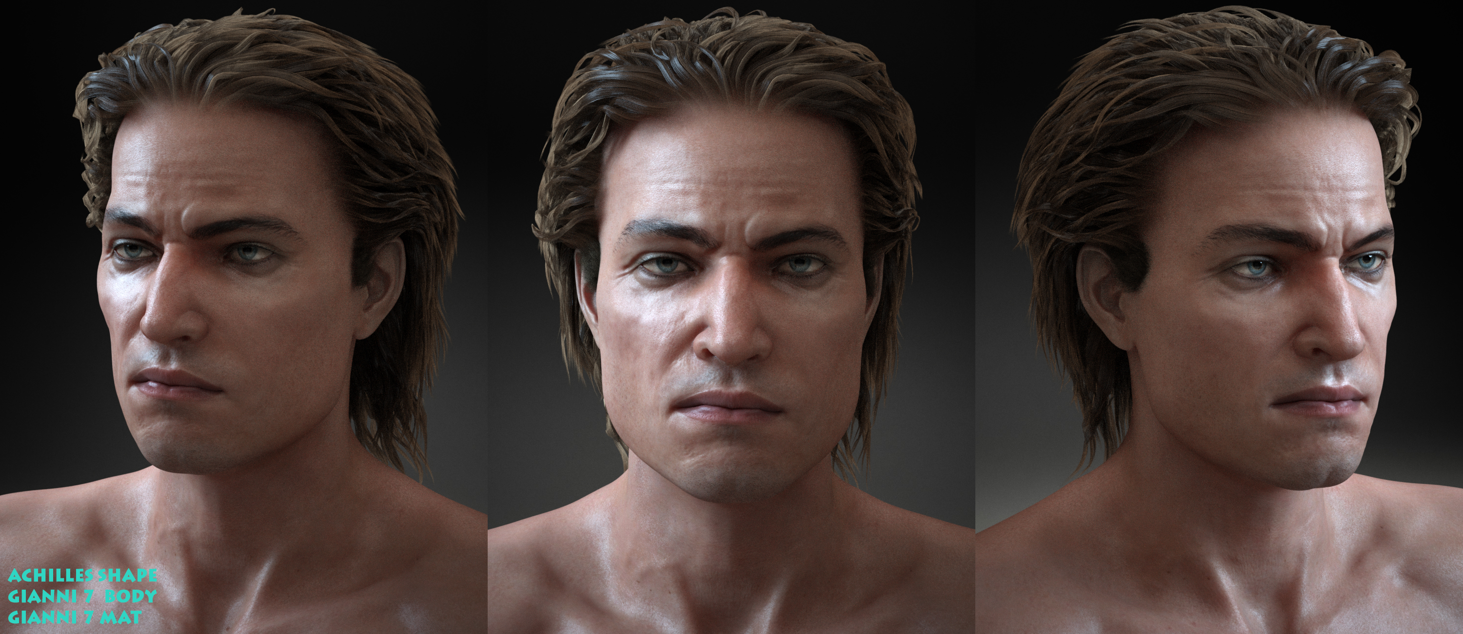Achilles Face HD Add-On for Genesis 3 and 8 Male(s) | Daz 3D