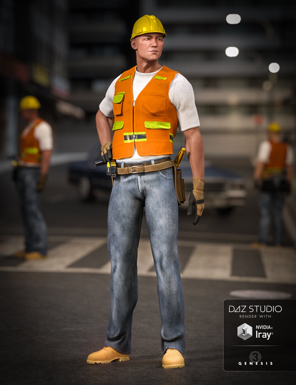 Construction Worker Outfit for Genesis 2 and Genesis 3 Male(s) | Daz 3D