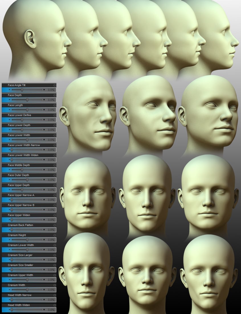200 Plus - Head & Face Morphs for Genesis 3 Male(s) | Daz 3D