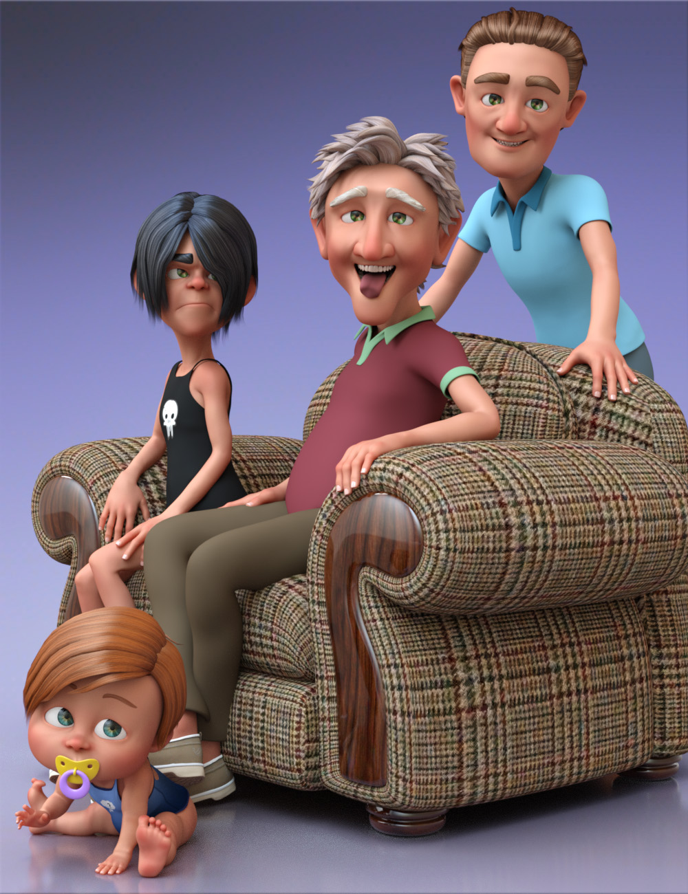 Toon Generations 2 Hair Bundle for Genesis 3 Female(s) and Male(s) | Daz 3D