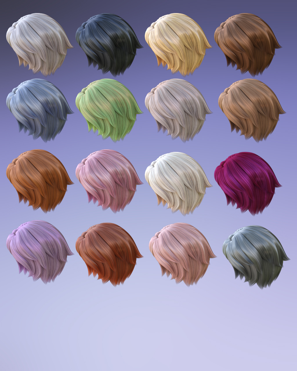 Toon Generations 2 Hair Bundle for Genesis 3 Female(s) and Male(s) | Daz 3D