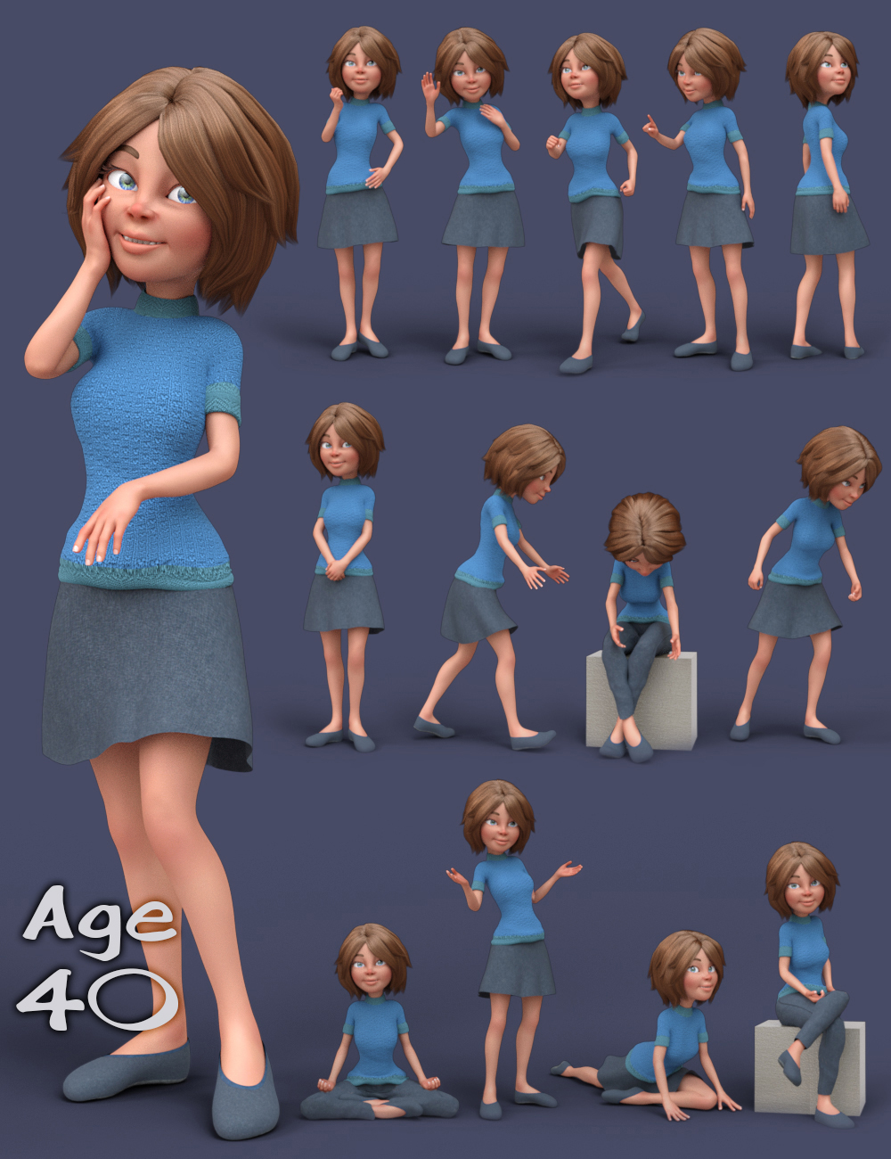 Generational Poses for Toon Generations 2 | Daz 3D
