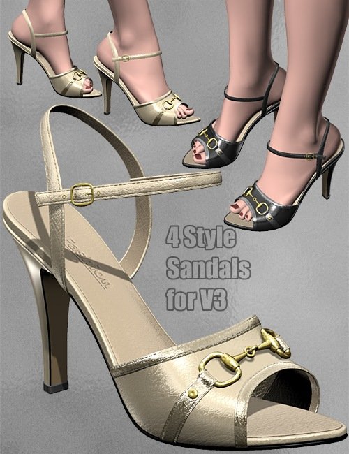 4 Style Sandals for V3 | Daz 3D