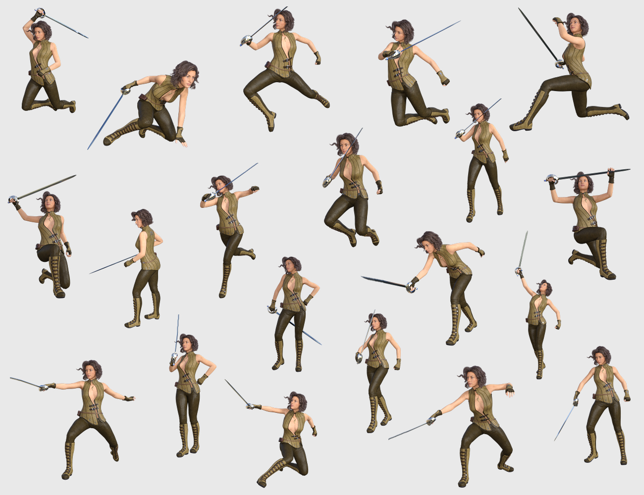 Magna Flux Sabre Poses for Genesis 3 Female(s) and Victoria 7 | Daz 3D