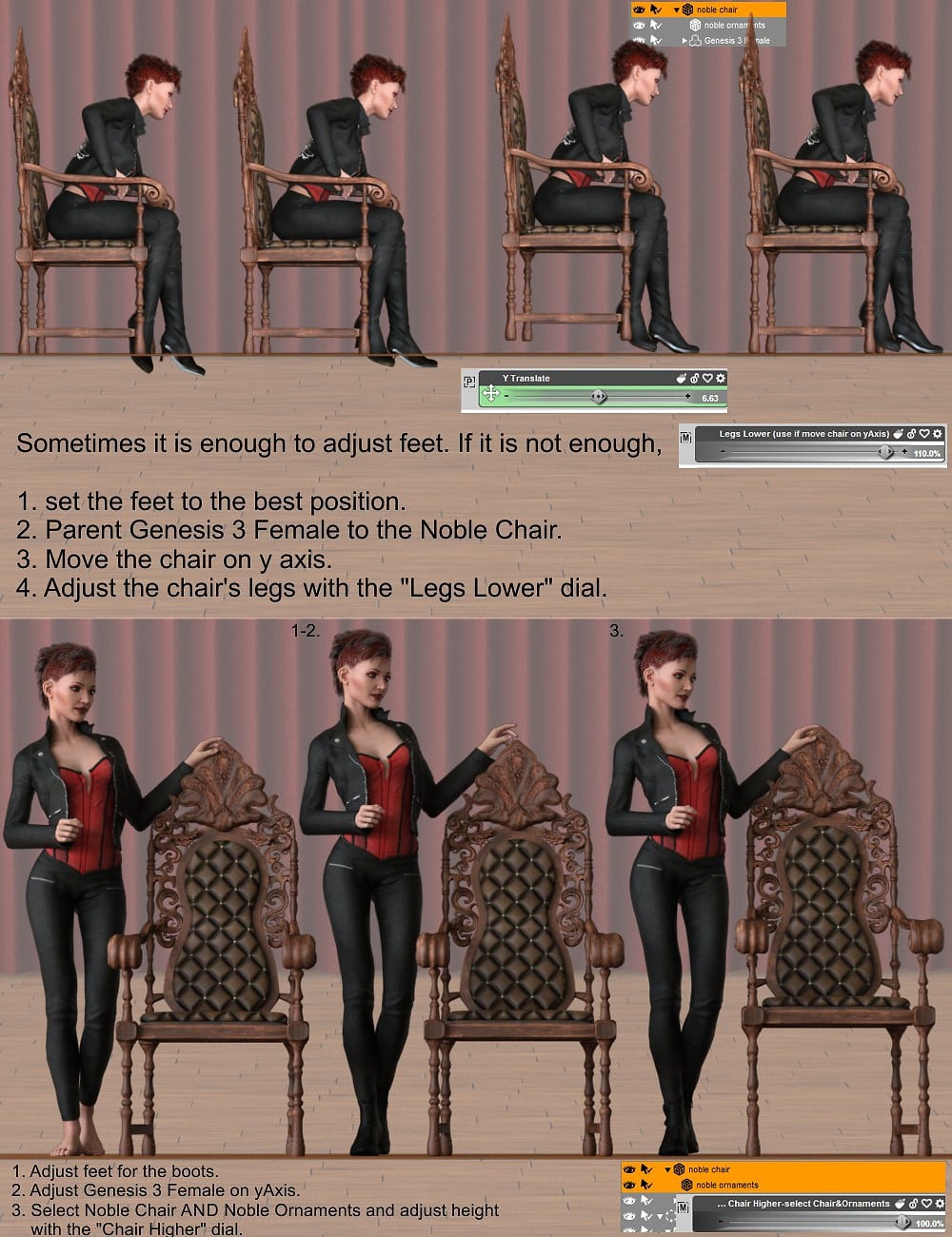 Noble Poses and Props for Genesis 3 Female and Genevieve 7 | Daz 3D