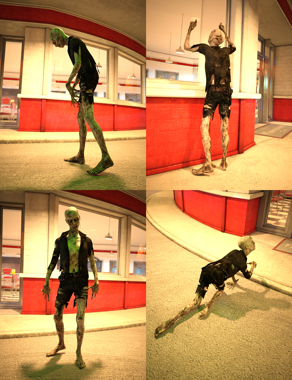 Zombie Poses For Moonshine Diner Daz 3d
