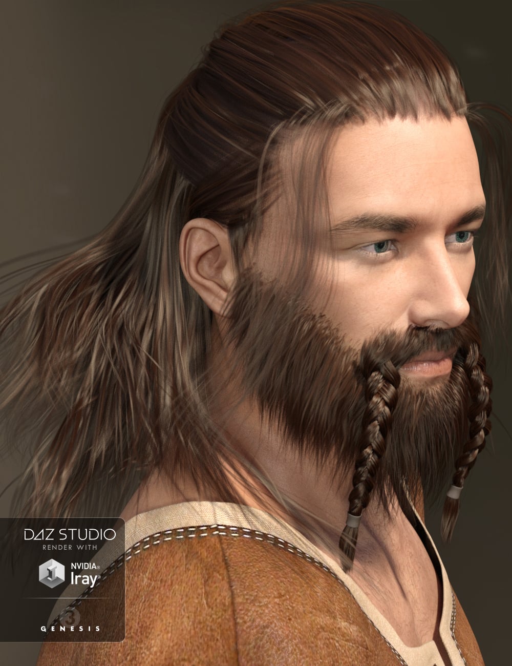 Adrian Hair and Beard for Genesis 3 Male(s) | Daz 3D