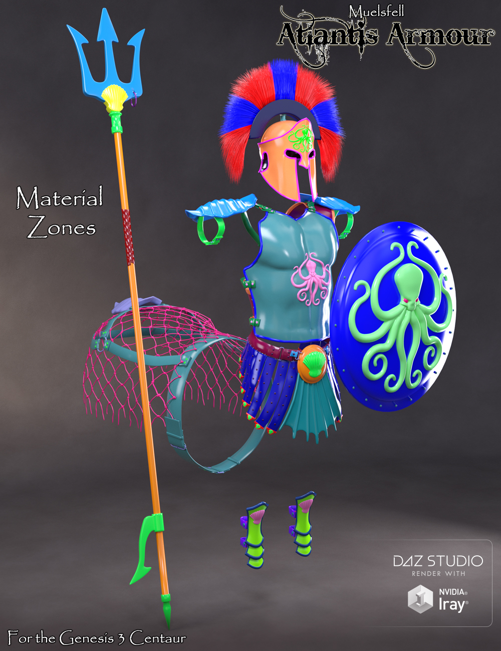 Muelsfell Atlantis Armour for the Centaur 7 Male | Daz 3D