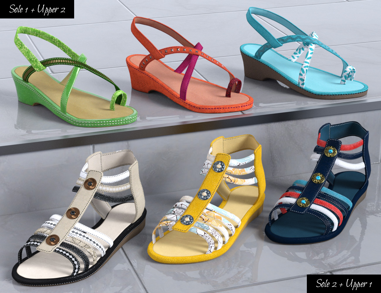 Fun Textures for Patchwork Shoes 1 & 2 | Daz 3D