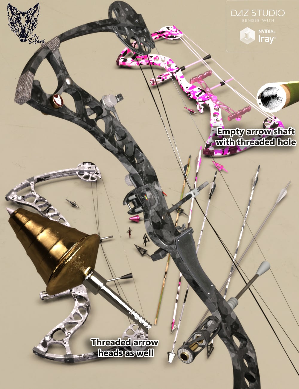 Cyber Stealth Compound Bow | Daz 3D