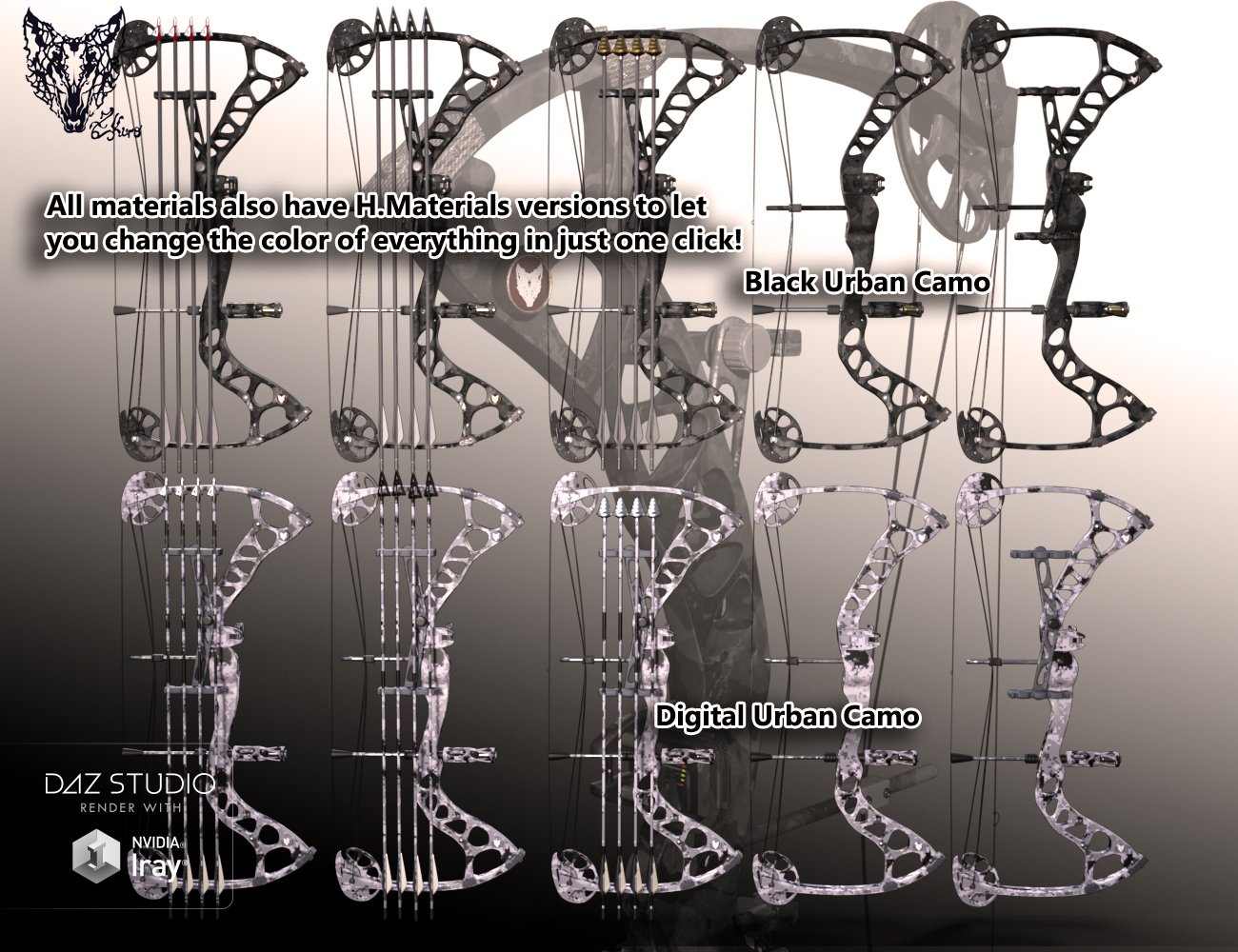 Cyber Stealth Compound Bow | Daz 3D