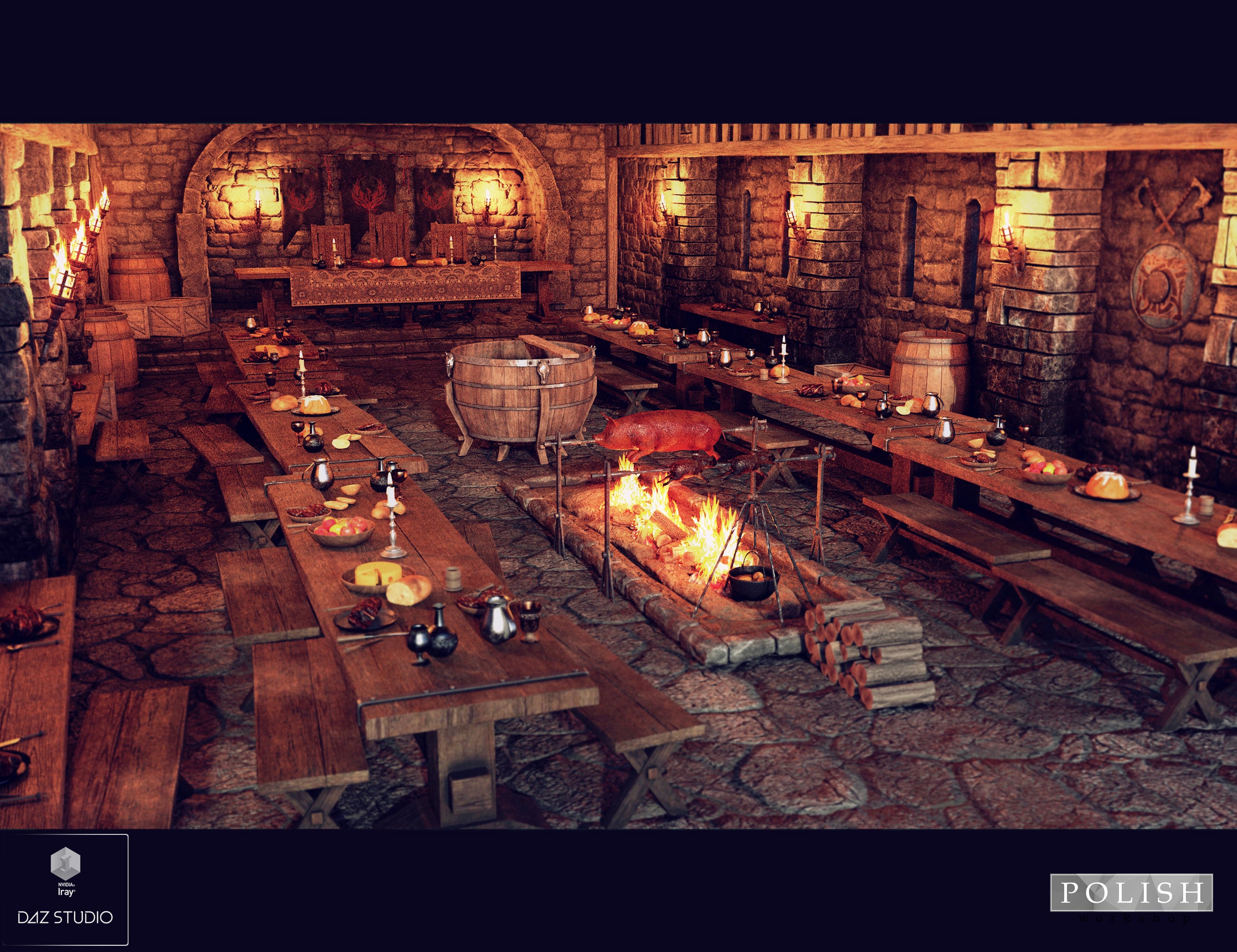Medieval Dinner Hall Bundle | Daz 3D