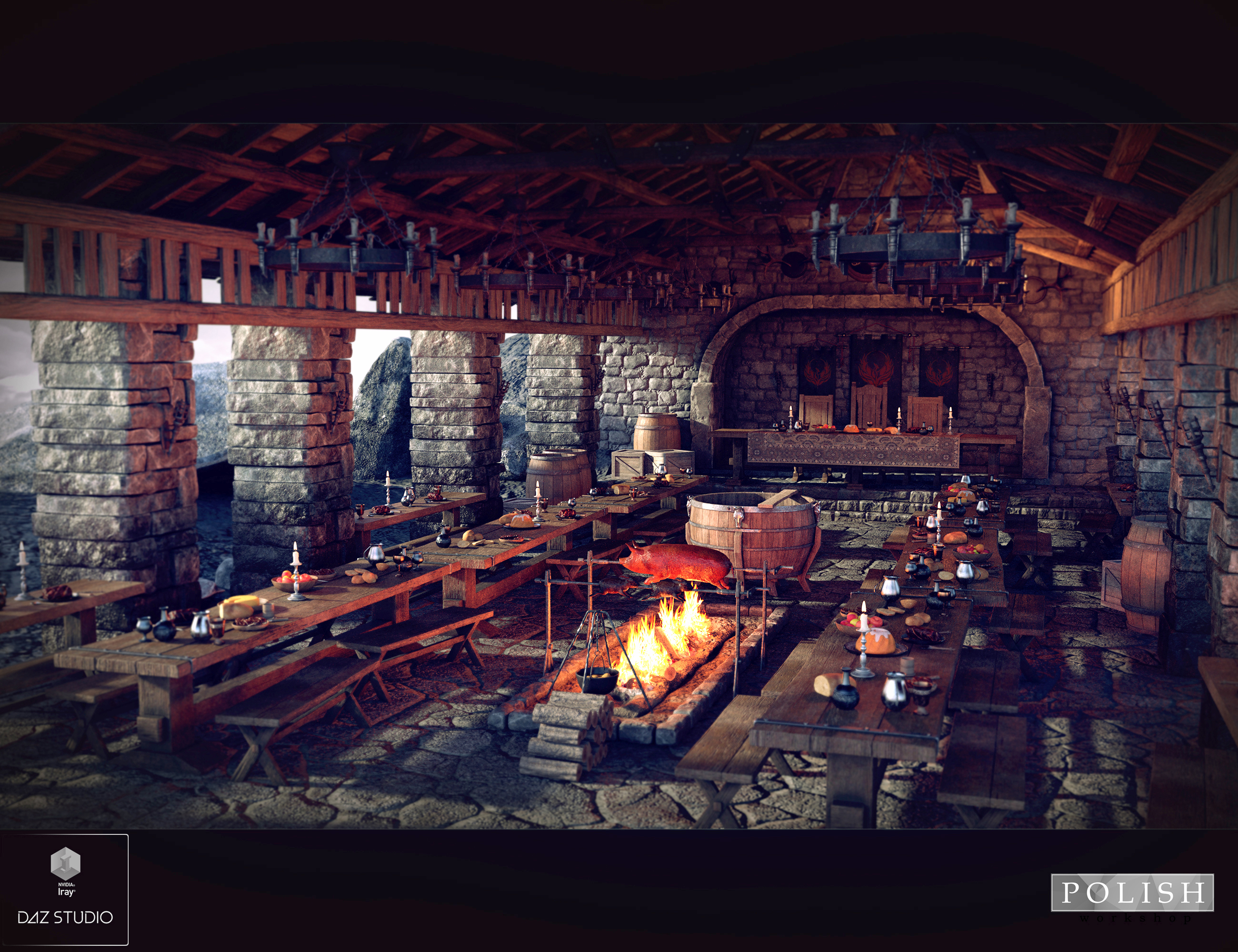Medieval Dinner Hall Bundle | Daz 3D