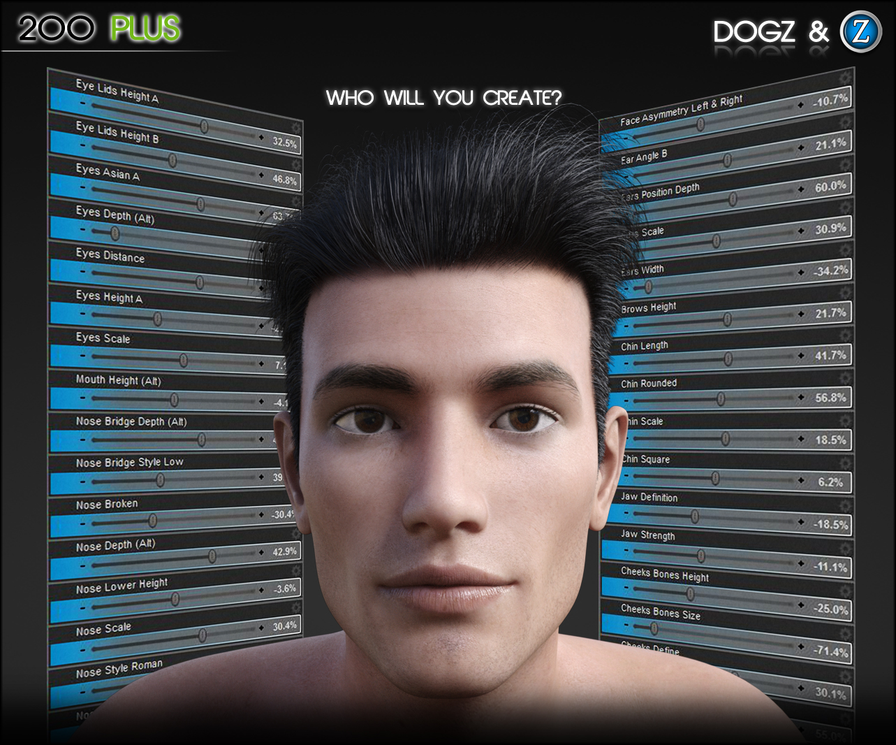 200 Plus Head and Face Morphs for Genesis 8 Male(s) | Daz 3D