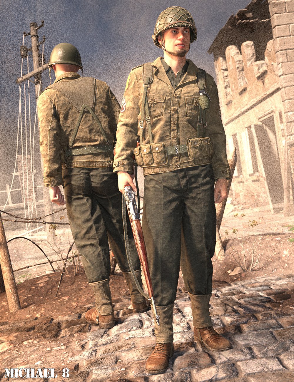 World War II U.S. Uniform HD for Genesis 8 Male(s) | Daz 3D