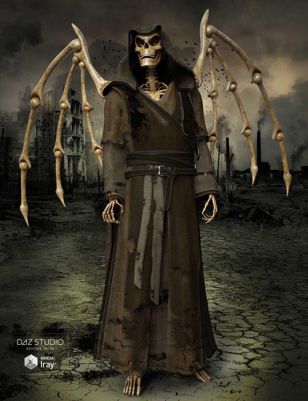 Boned Wings for Genesis 3 and 8 and Midnight Skeleton | Daz 3D