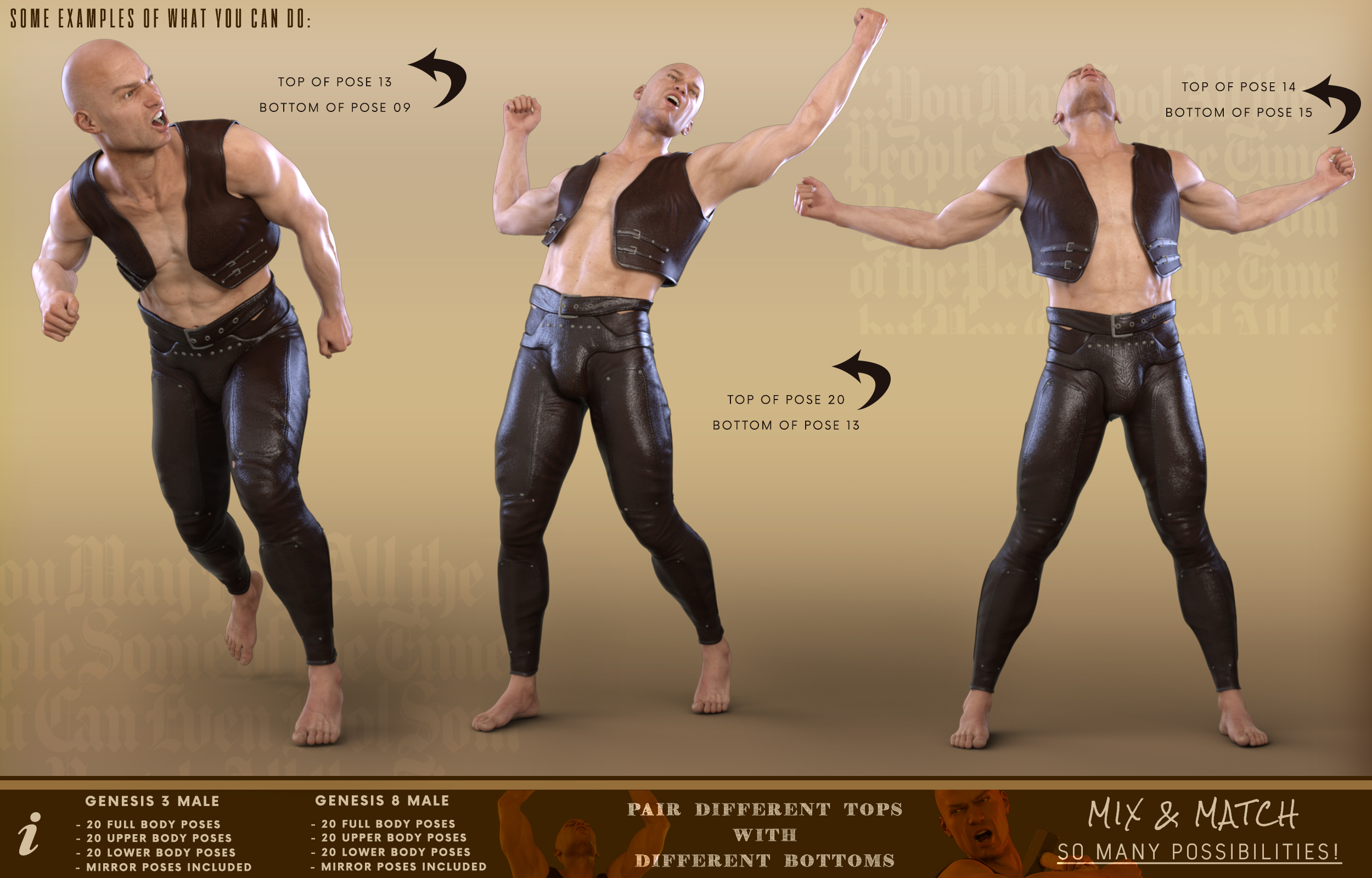 Z Fearless Warrior - Poses and Partials for Genesis 3 & 8 Male | Daz 3D