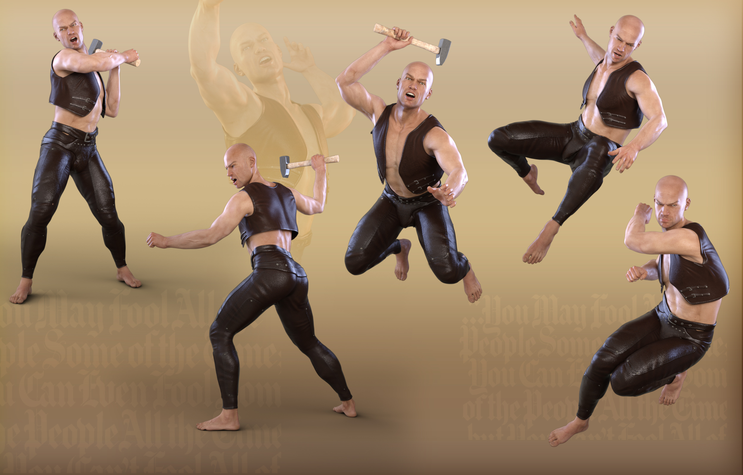 Z Fearless Warrior - Poses and Partials for Genesis 3 & 8 Male | Daz 3D