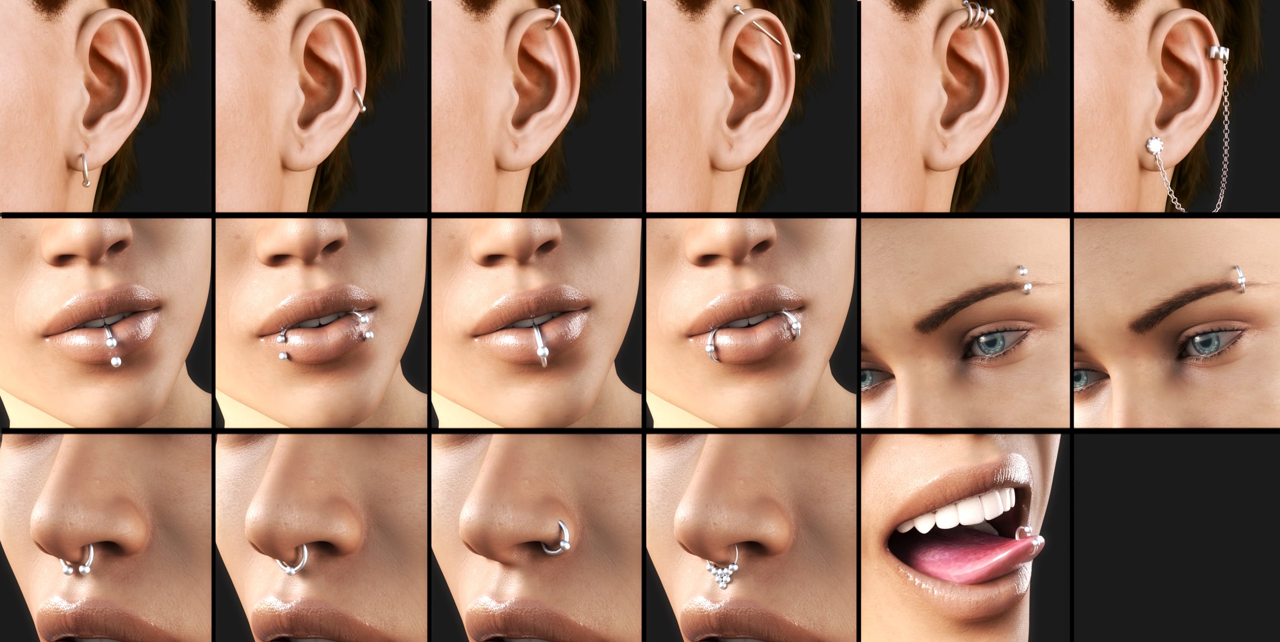 Piercing Collection for Genesis 8 Female(s) | Daz 3D