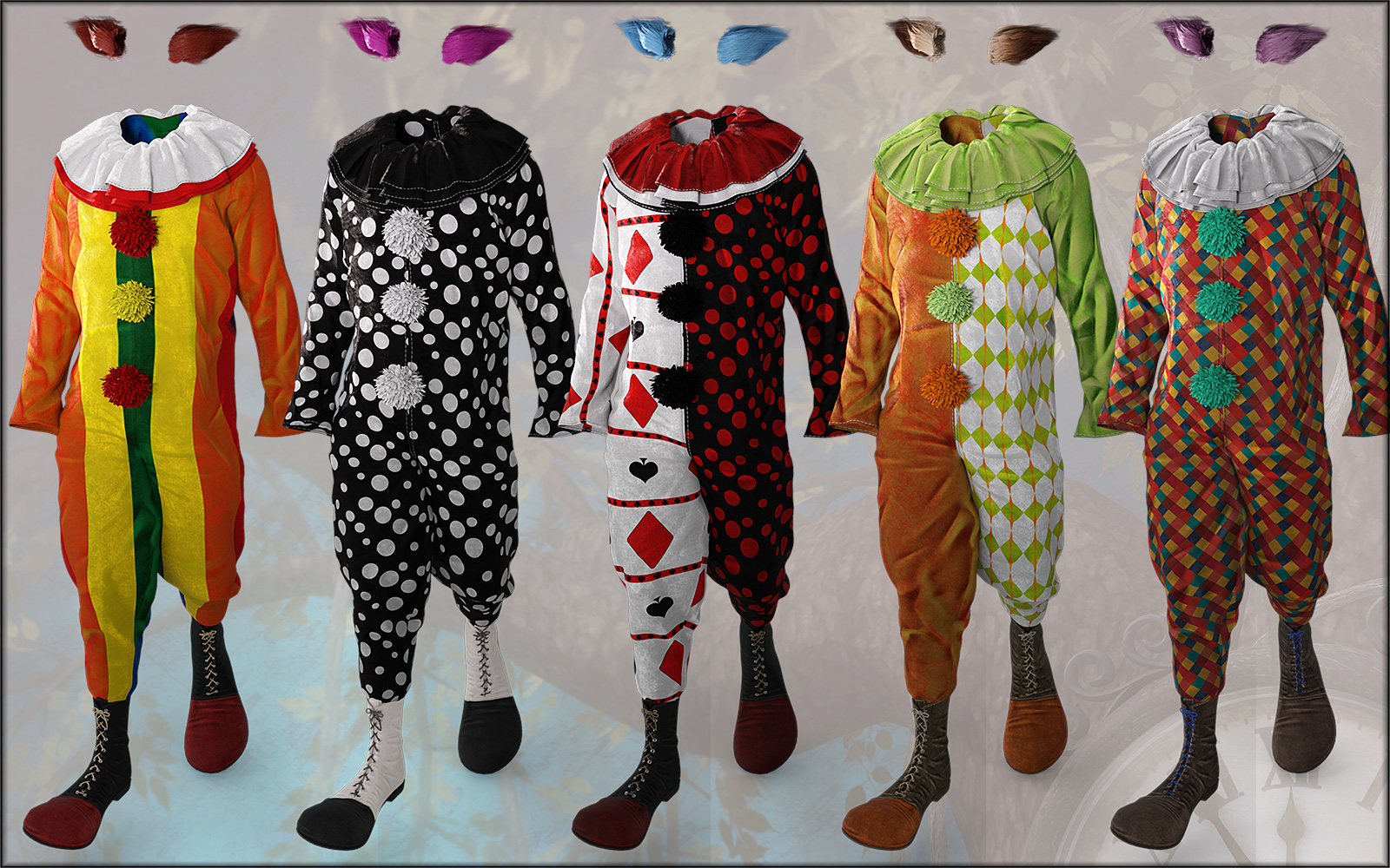 Bad Clown Clothing and Hair Textures | Daz 3D