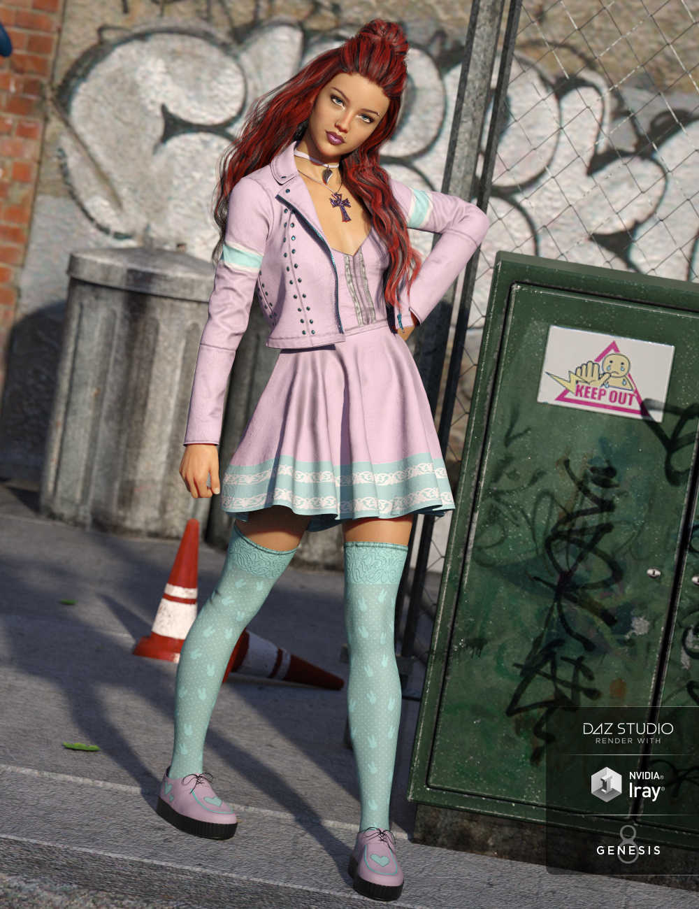 Pastel Goth Outfit Textures | Daz 3D